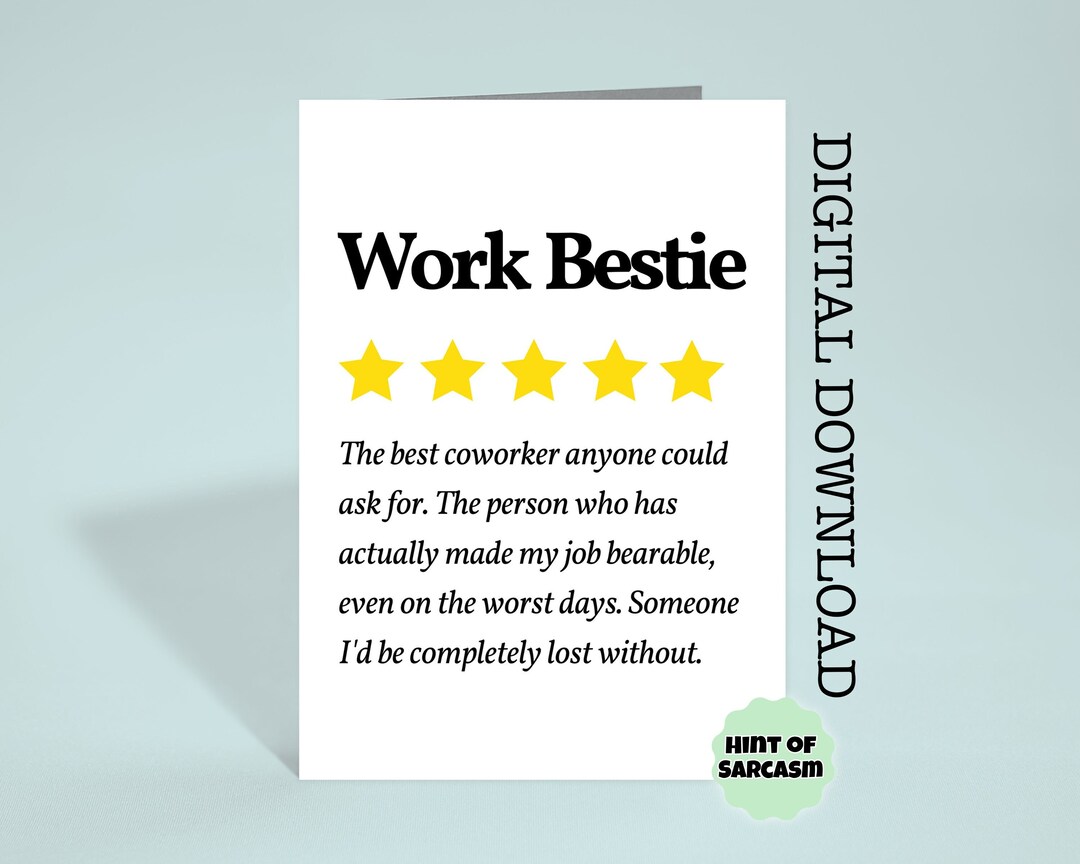 Work Bestie 5 Star Rating Print at Home Card Digital Download | Print ...