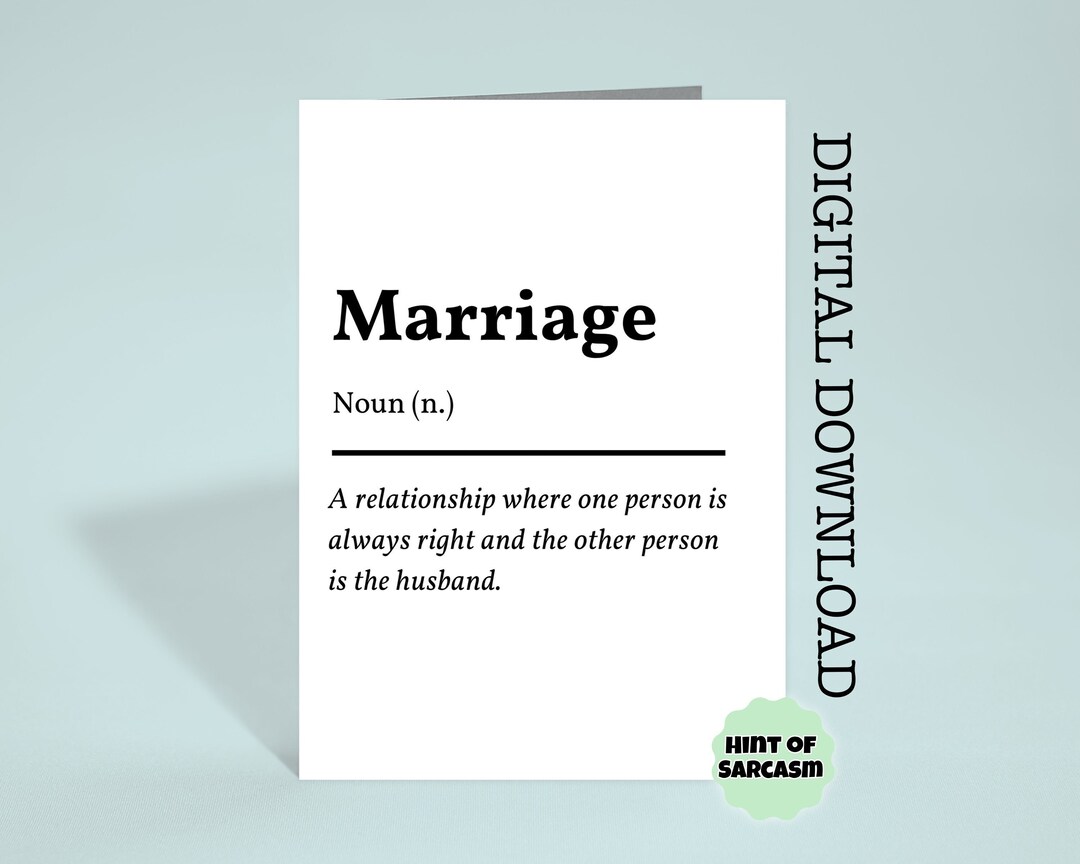 Marriage Definition Print at Home Card Digital Download print at ...