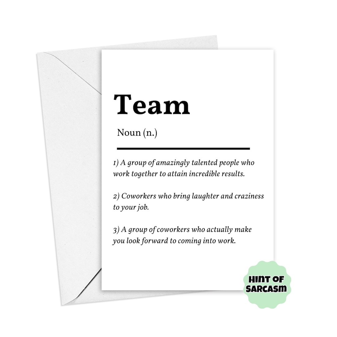 A5 Team Definition Card bold Font Edition Team Coworker Card Colleague ...