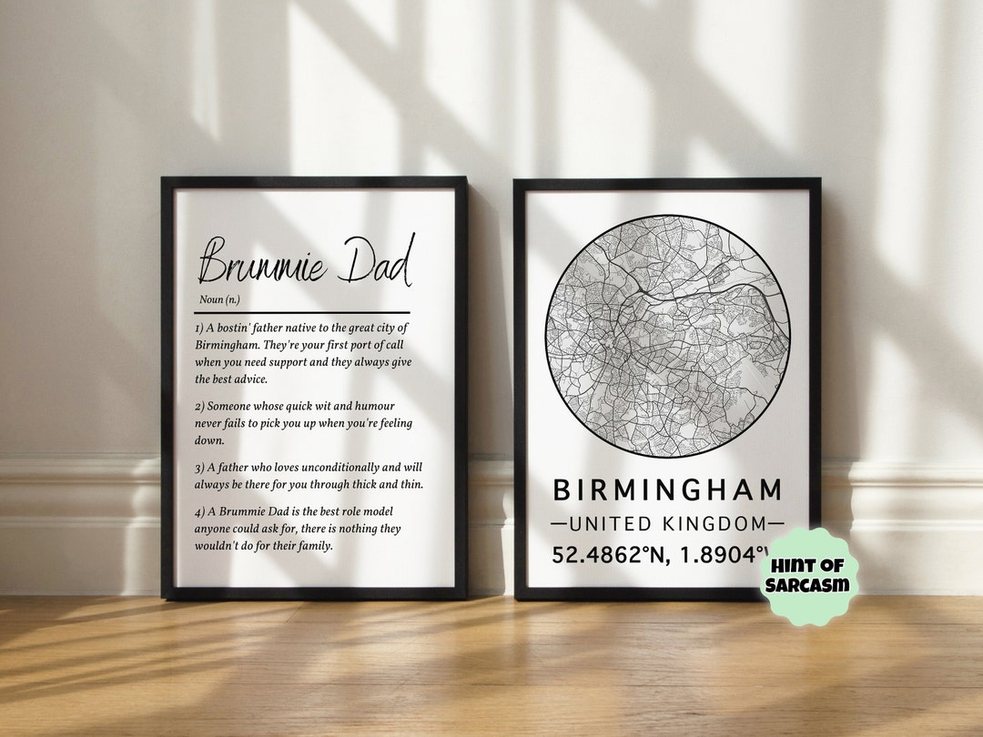 A4 Brummie Dad Definition / Birmingham Map Print Set: Birmingham Dad ...