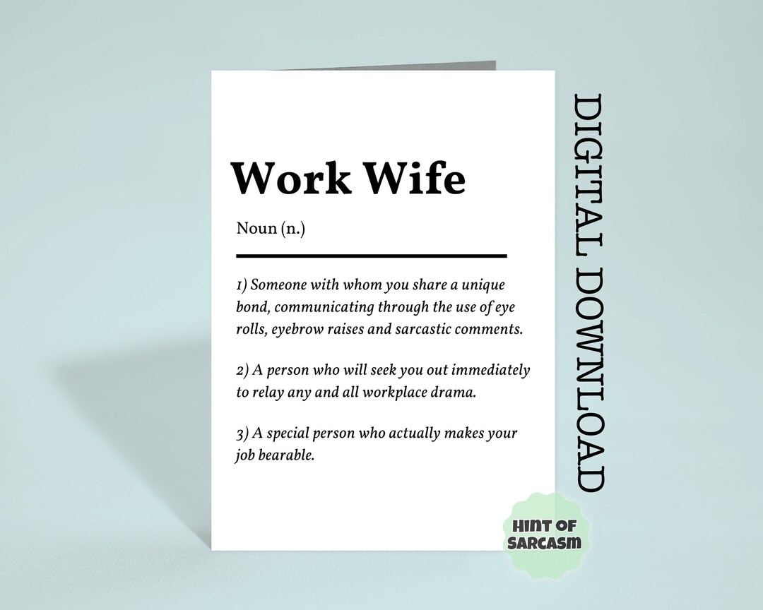 Work Wife Definition Print at Home Card Digital Download |print at Home ...