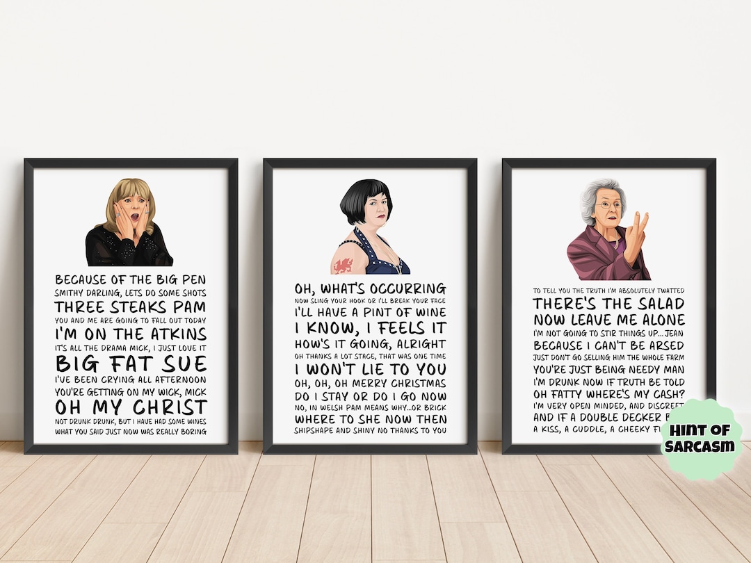 Gavin and Stacey Inspired 3 X A4 Nessa Pam Doris Quote - Etsy Hong Kong