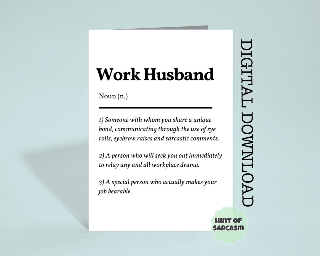 Work Husband Definition Print at Home Card Digital Download |print at ...