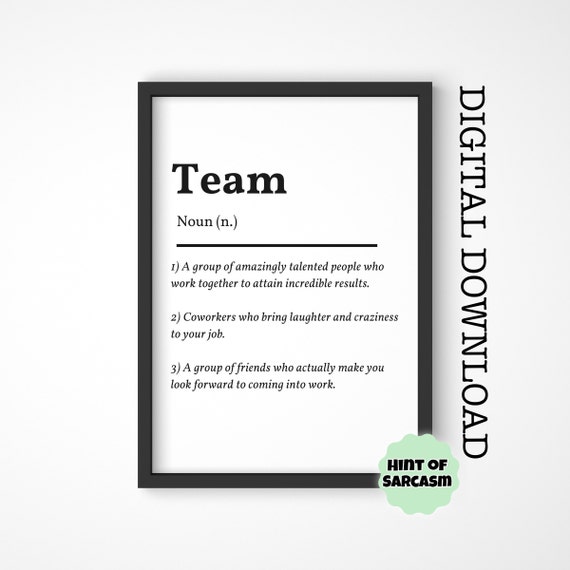 A4 A5 Team Definition Digital Download Print Print at Home - Etsy Australia