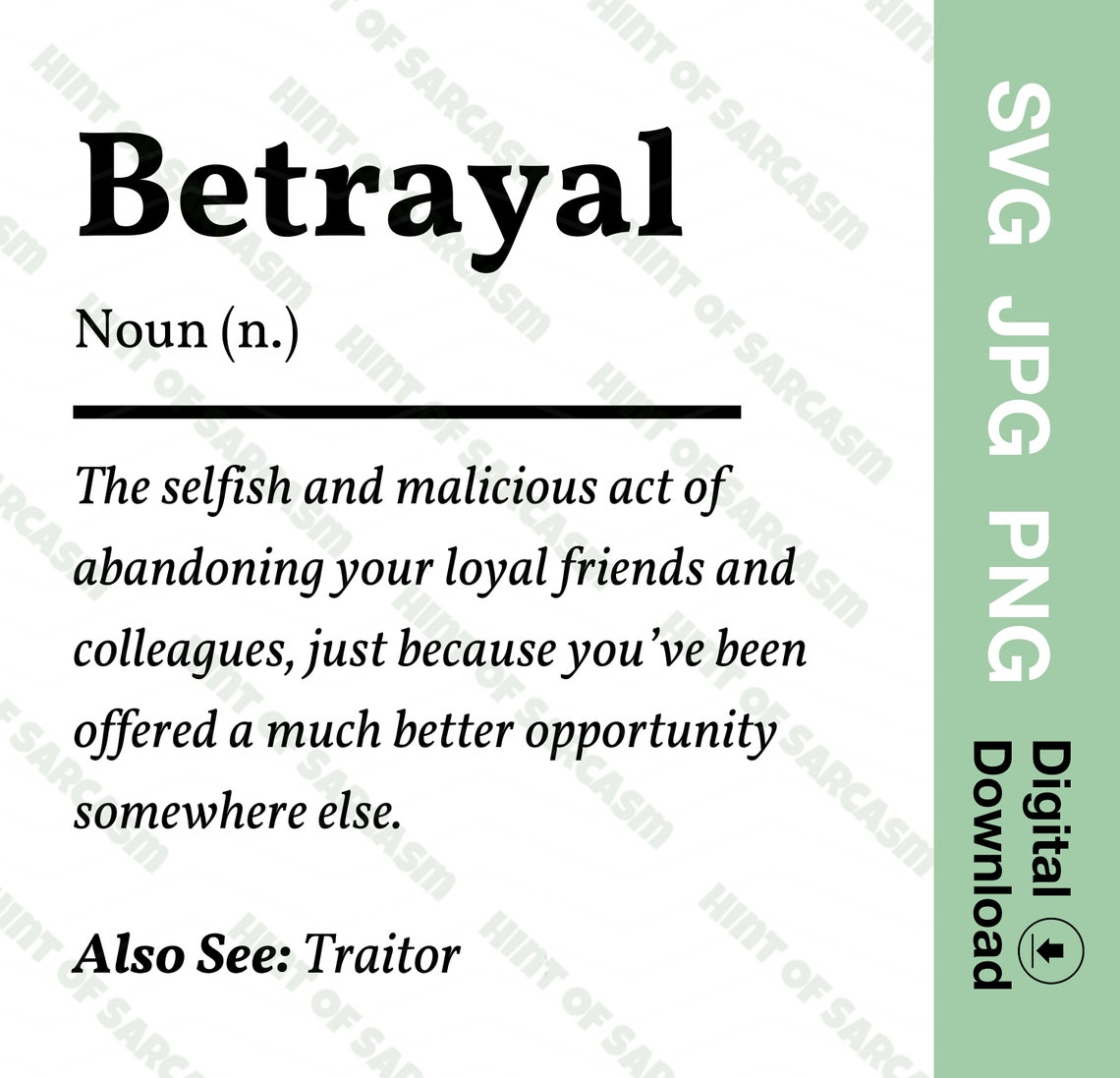 Betrayal Definition Digital Download SVG JPG PNG |*digital Files Only ...