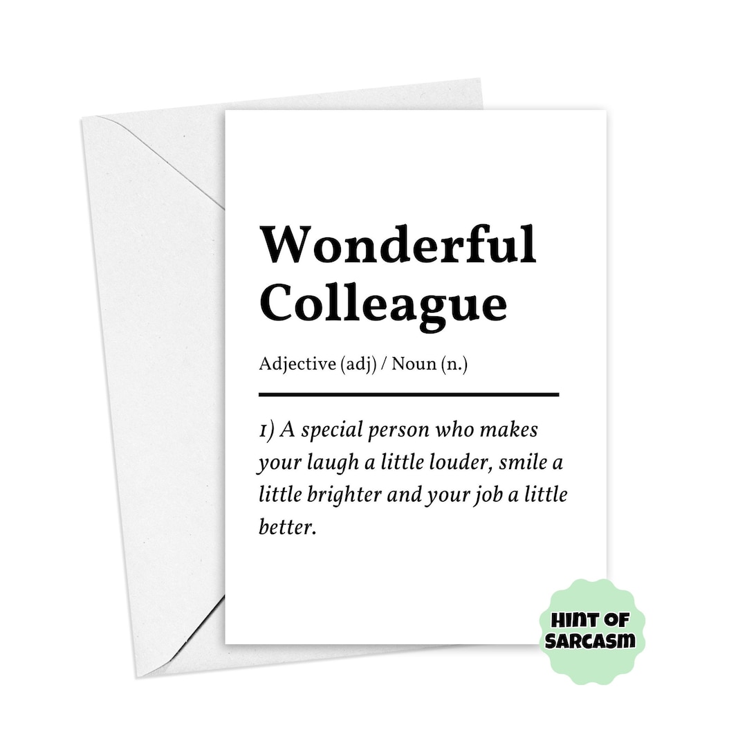 A5 Wonderful Colleague Definition Card bold Font Edition: Coworker ...