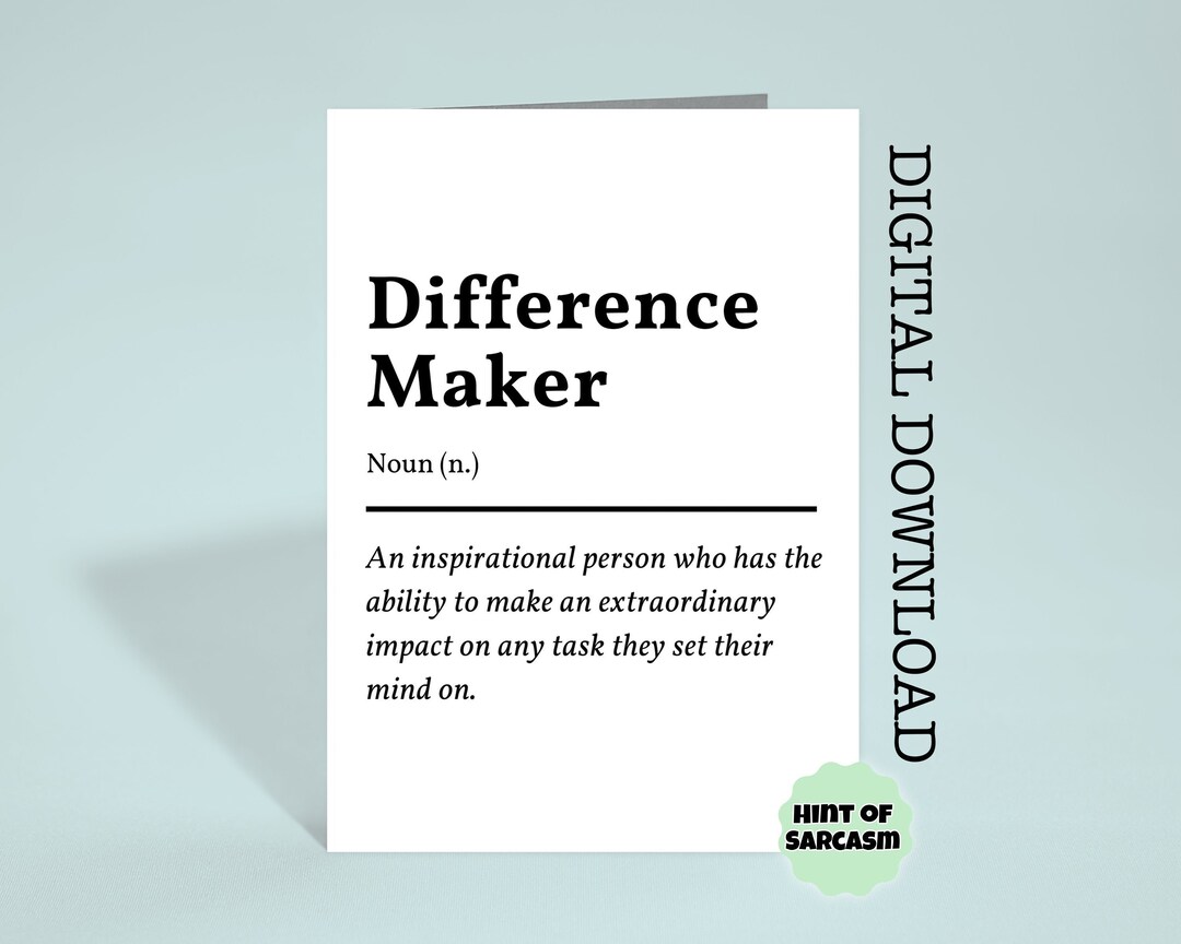 Difference Maker Definition Print at Home Digital Download Carddigital ...