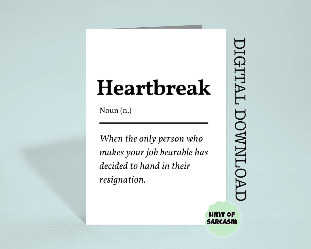 Heartbreak Definition Print at Home Leavingcard Digital Download print ...