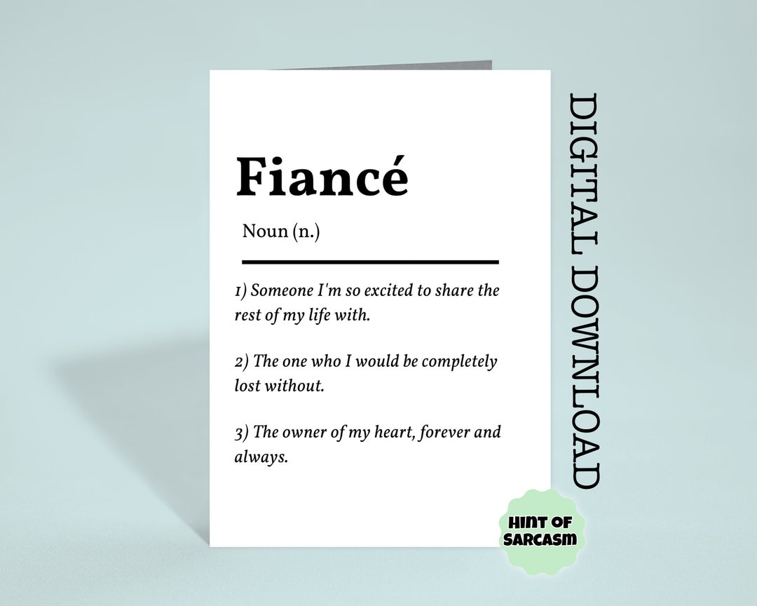 Fiancé Definition Print at Home Card Digital Download print at ...