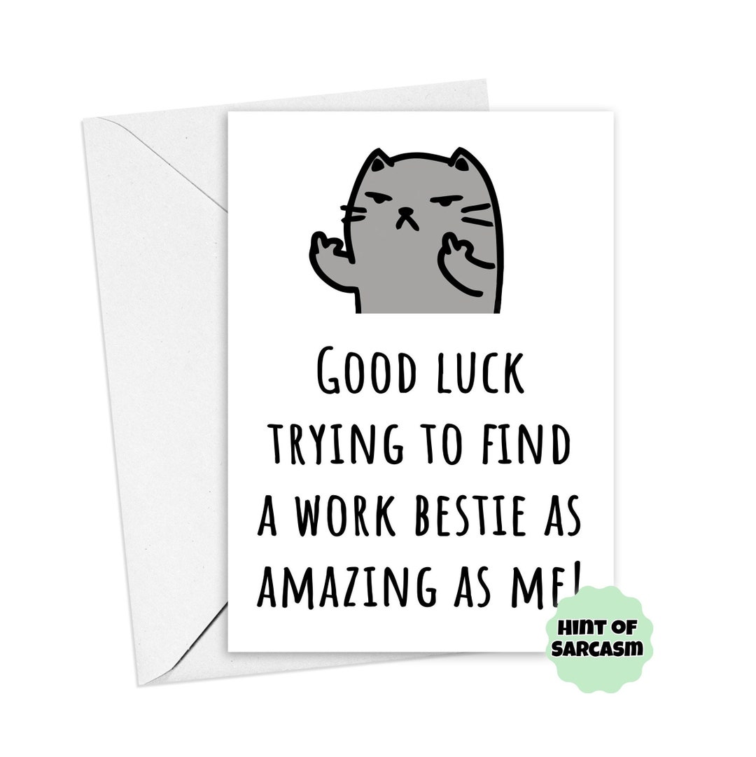 A5 Funny Cat Good Luck Finding A Work Bestie Traitor Card Funny ...