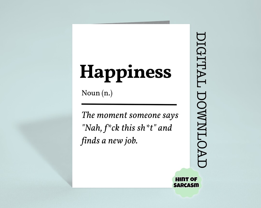 Happiness Definition Print at Home Digital Download Card|*digital File ...