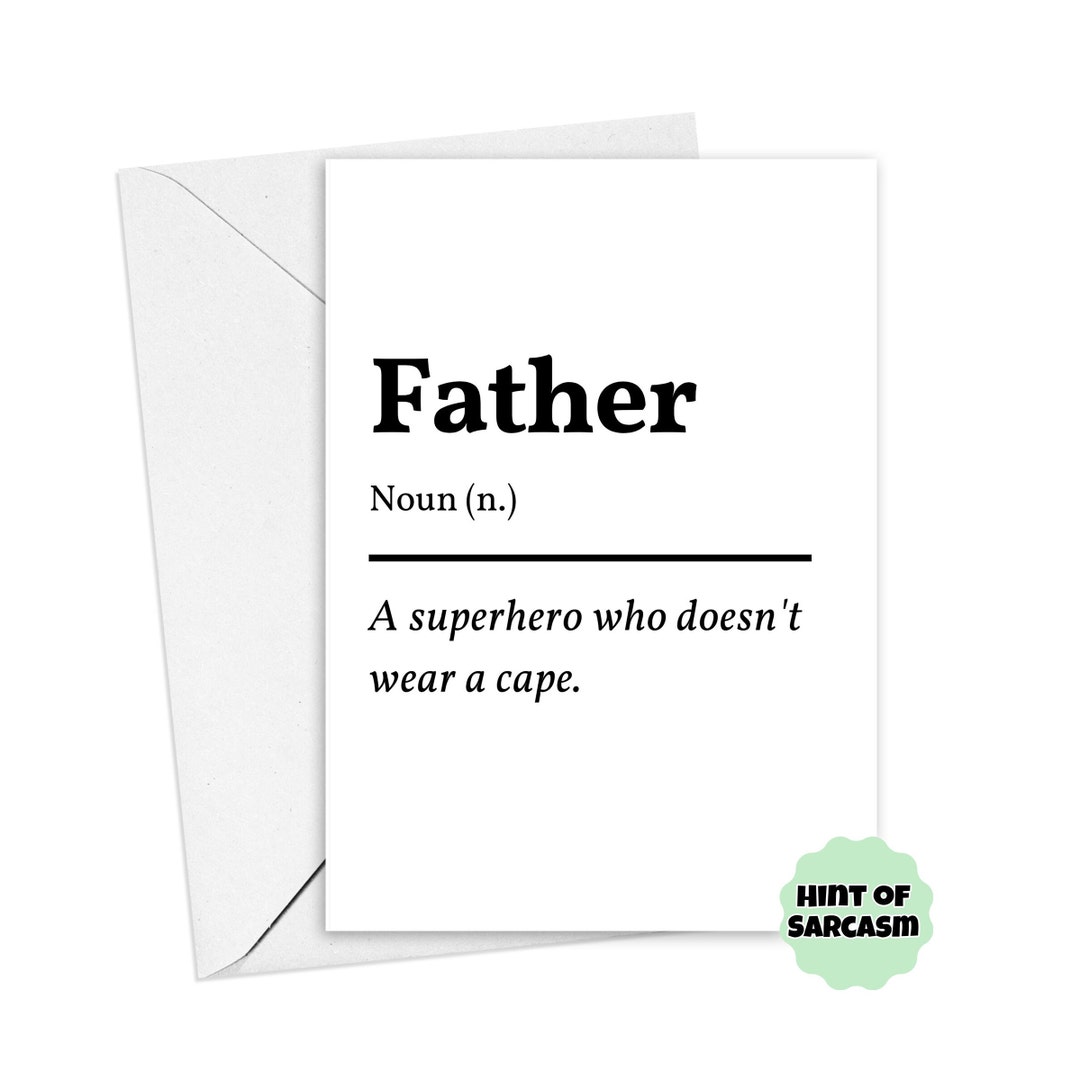 A5 Father Definition Card bold Font Edition: Fathers Day Dad Father's ...