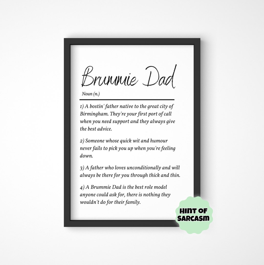 A4 Brummie Dad Definition Print: Brummie Dad Present Birmingham ...