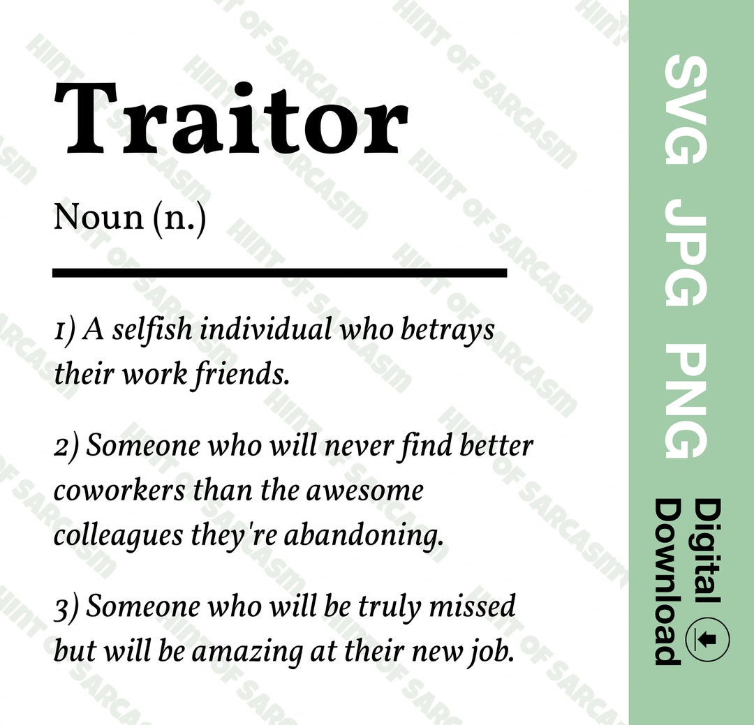 Traitor Definition Digital Download SVG JPG PNG digital Files Only No ...