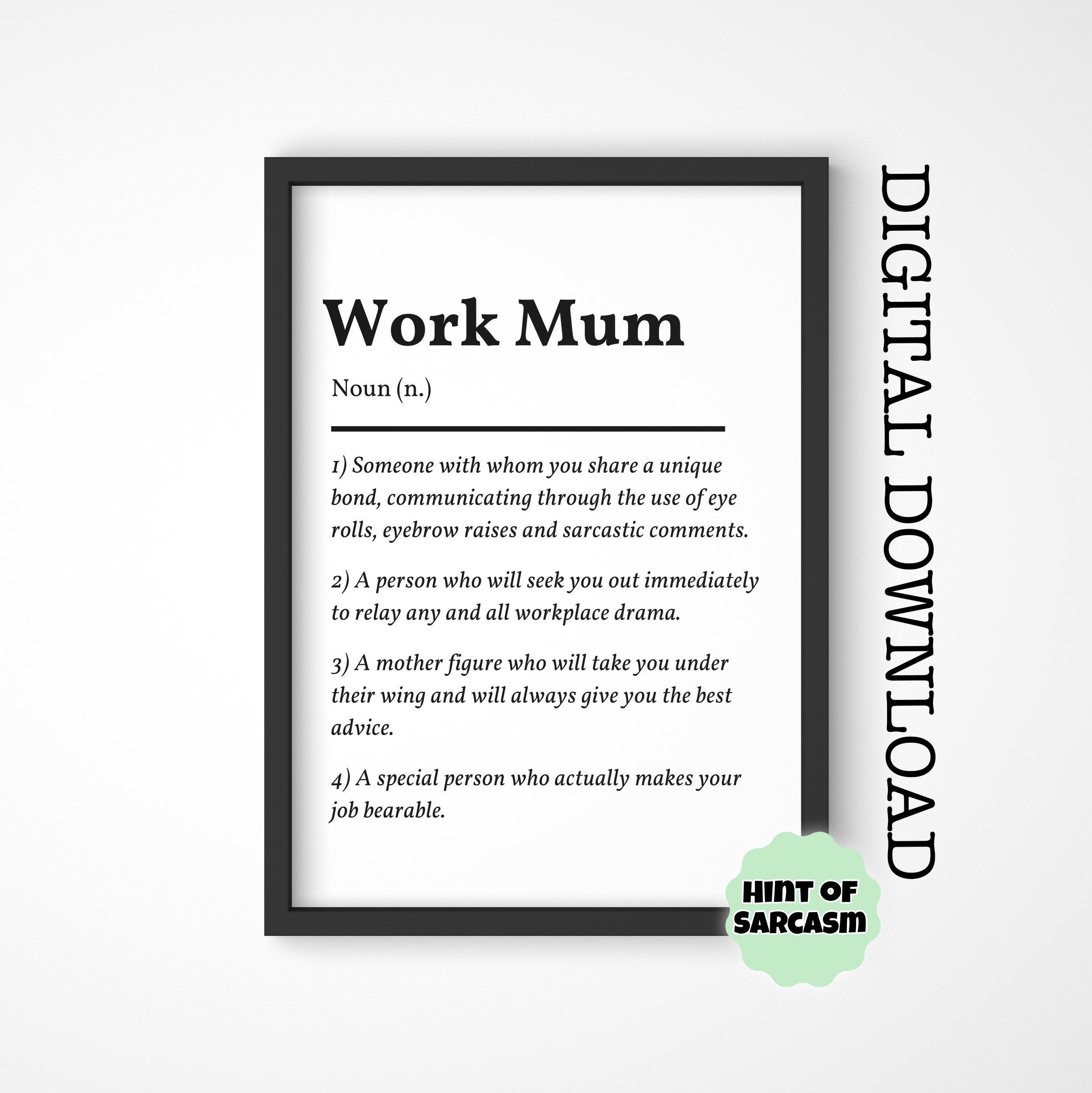 A4 A5 Work Mum Digital Download Print Print at Home digital File No ...