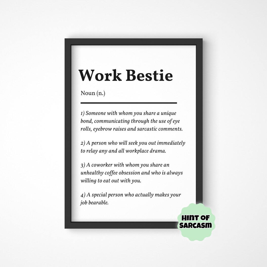 A4 Work Bestie Print coffee & Bold Font Edition: Coworker Gift Leaving ...