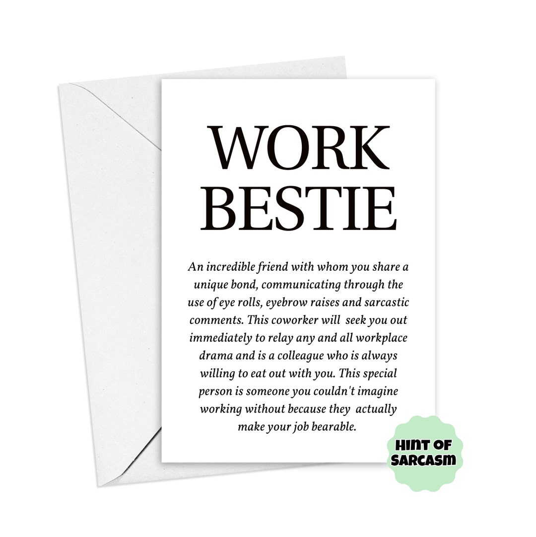 A5 Work Bestie Card: Coworker Birthday Funny Coworker Card Coworker ...