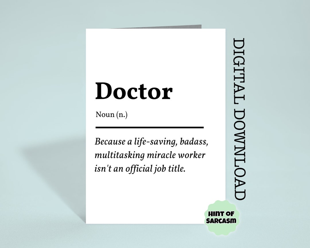 Doctor Definition Print at Home Card Digital Download |print at Home ...