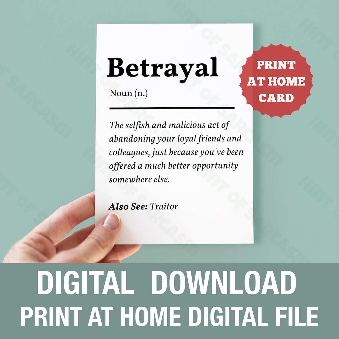 Betrayal Definition Print at Home Leavingcard Digital Download |print ...