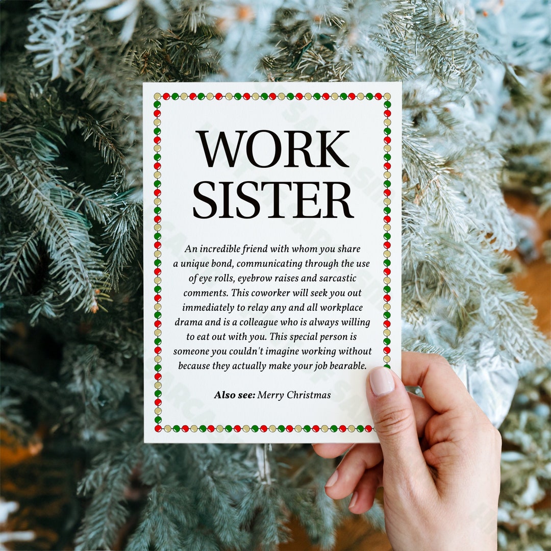 A5 Work Sister Christmas Definition Card Merry Christmas - Etsy