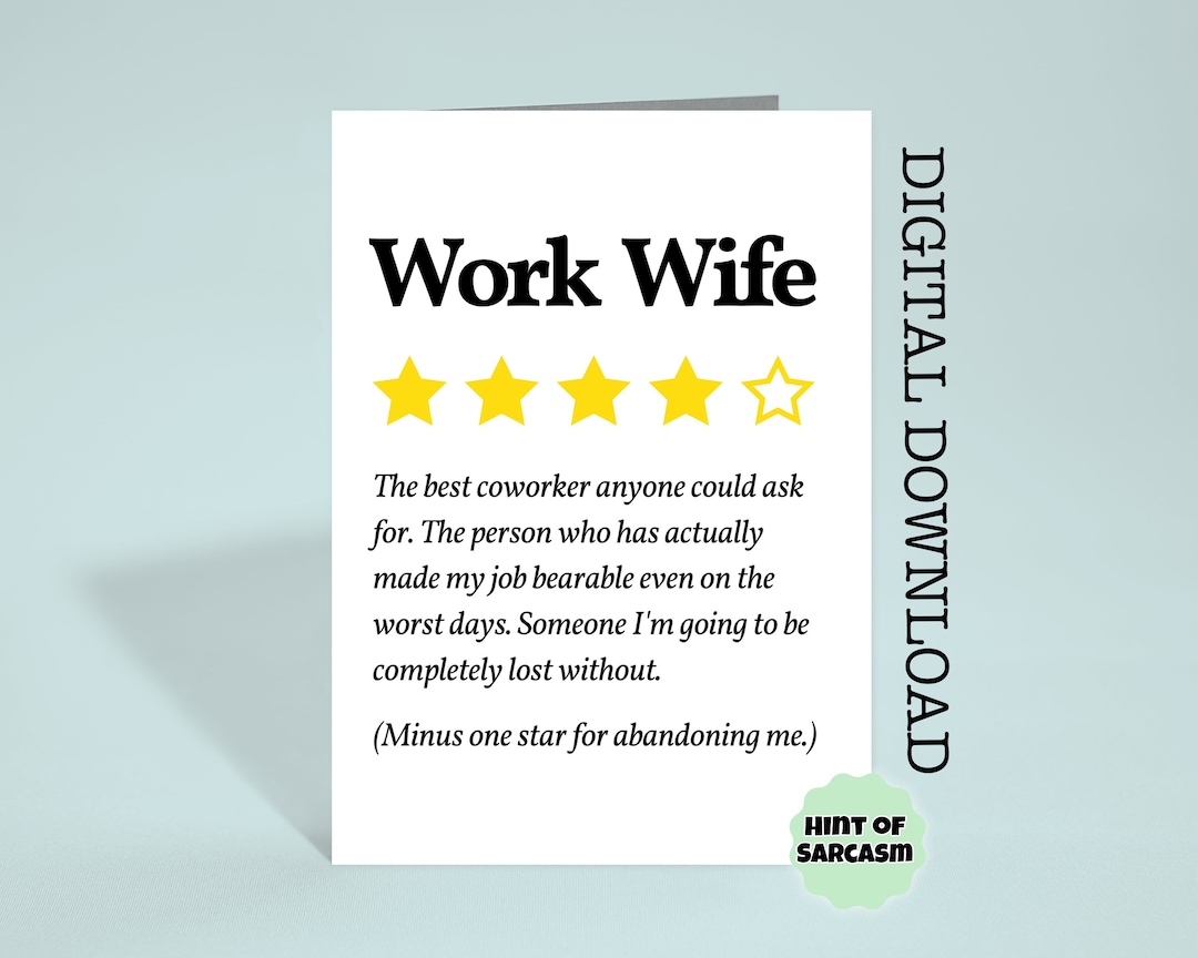 Work Wife Star Rating Print at Home Leaving Card Digital Download ...