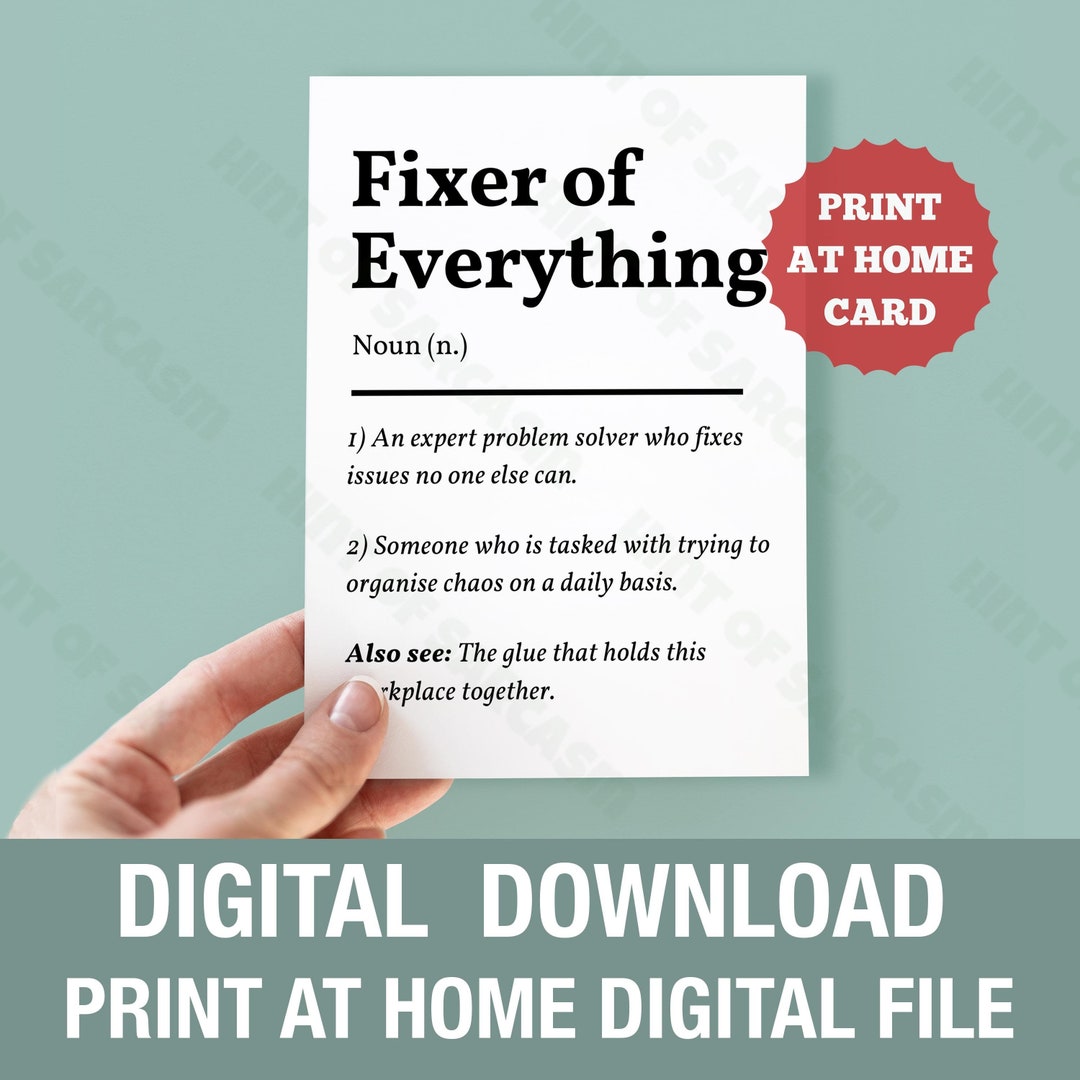 Fixer of Everything Print at Home Card Digital Download | Print at Home ...