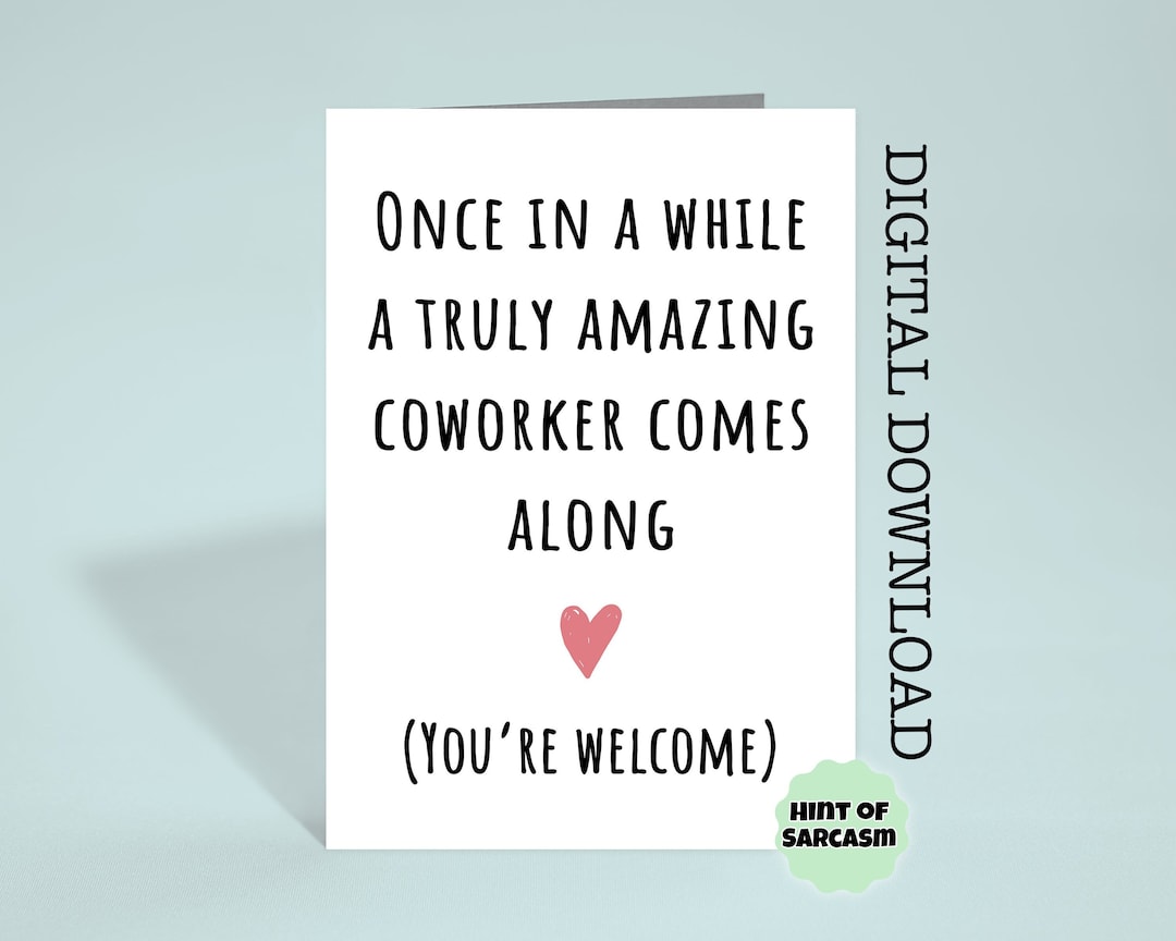 Amazing Coworker (you're Welcome) Print at Home Card Digital Download ...