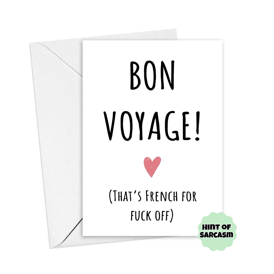 A5 Funny Bon Voyage Leaving Card: Coworker Card Cheeky - Etsy