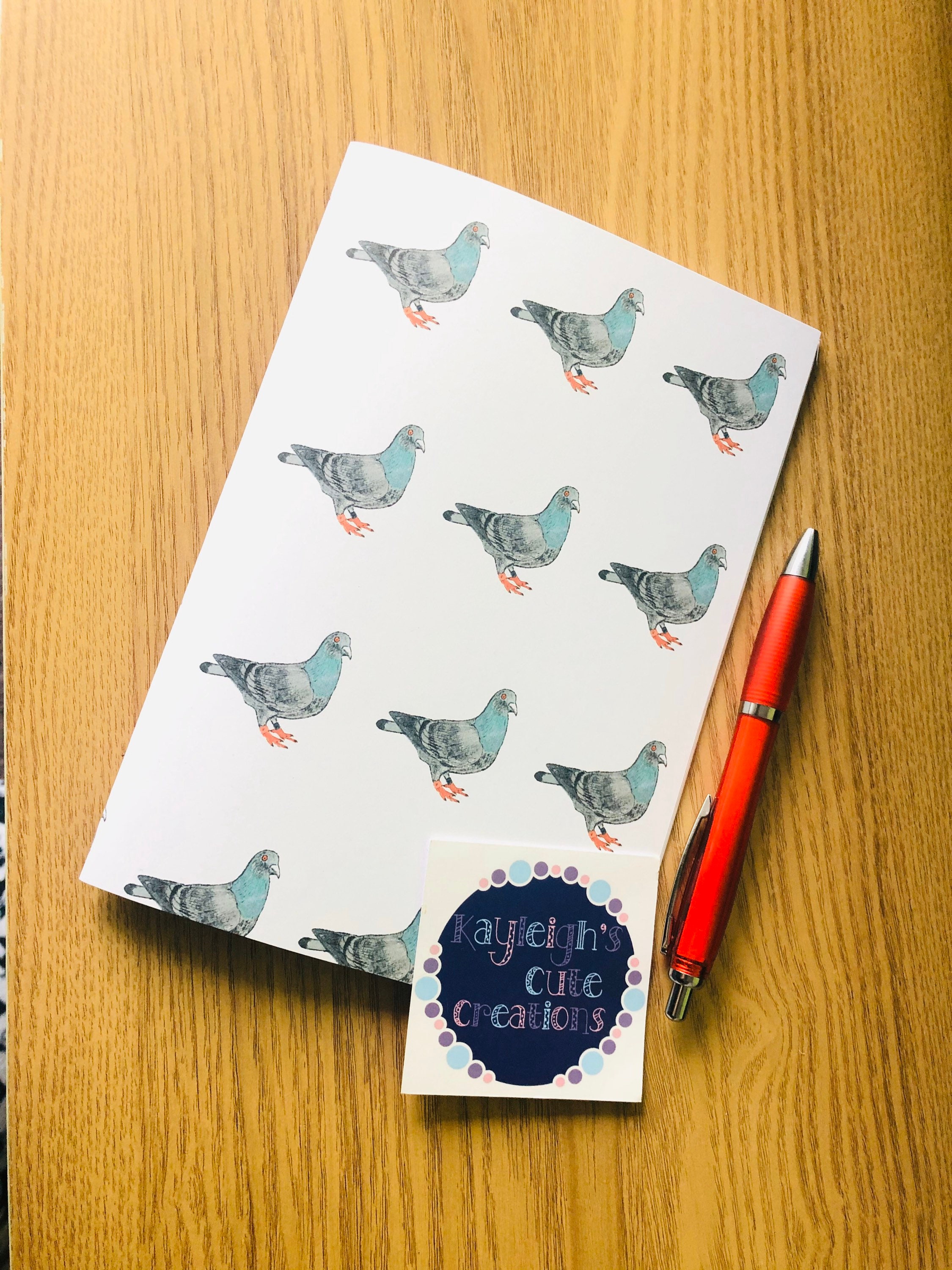 Pigeon illustration A5 sketchbook plain paper blank note | Etsy