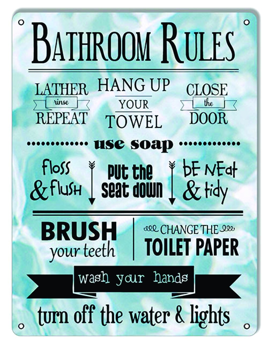 Bathroom Rules Metal Sign 9x12 Made in US - Etsy