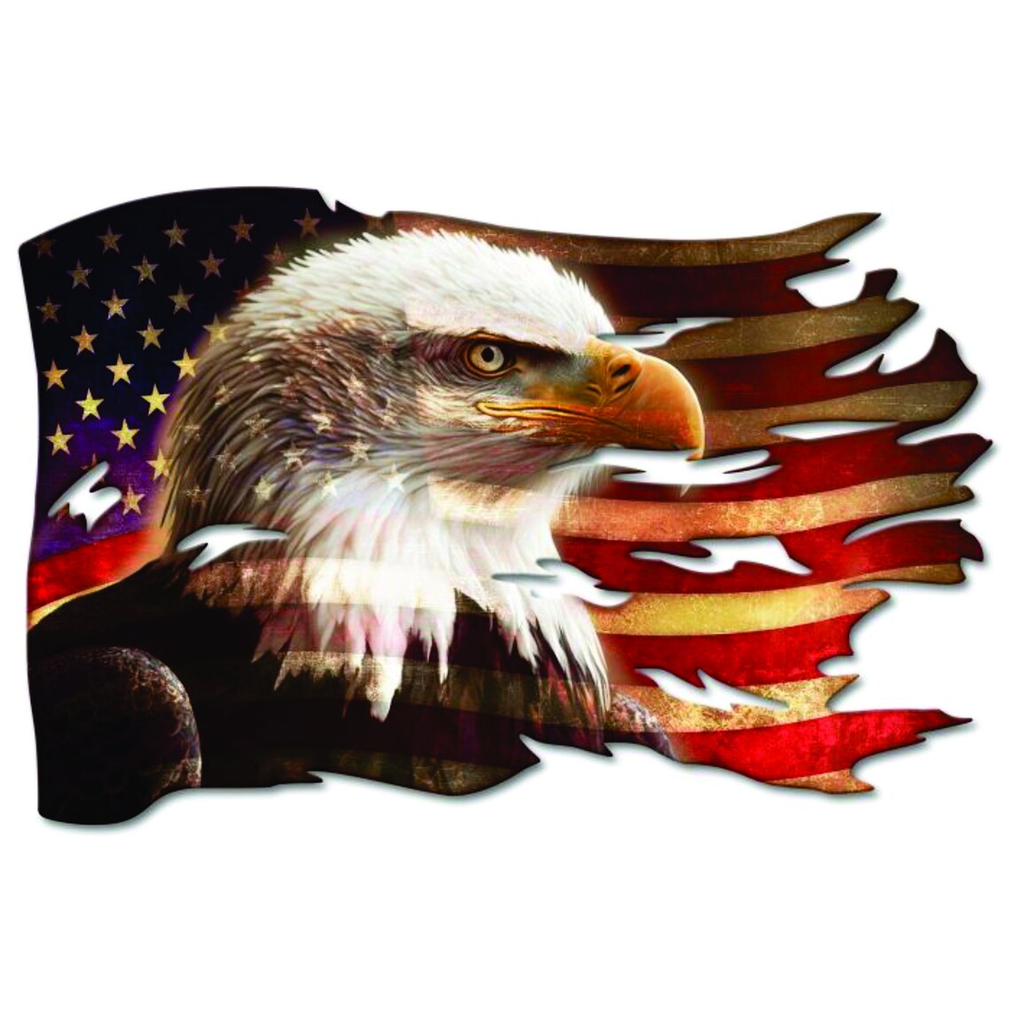 Bald Eagle Tattered Flag Metal Sign Made in US Available in 2 Sizes ...