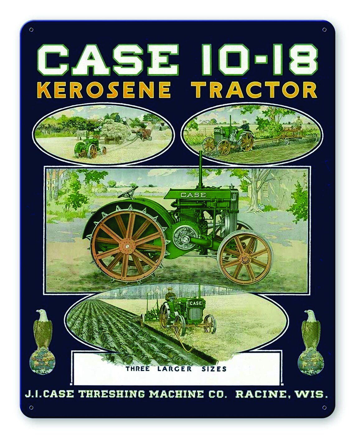 Case 10-18 Kerosene Tractor Metal Sign US Made 15 X 12 Heavy Gauge ...