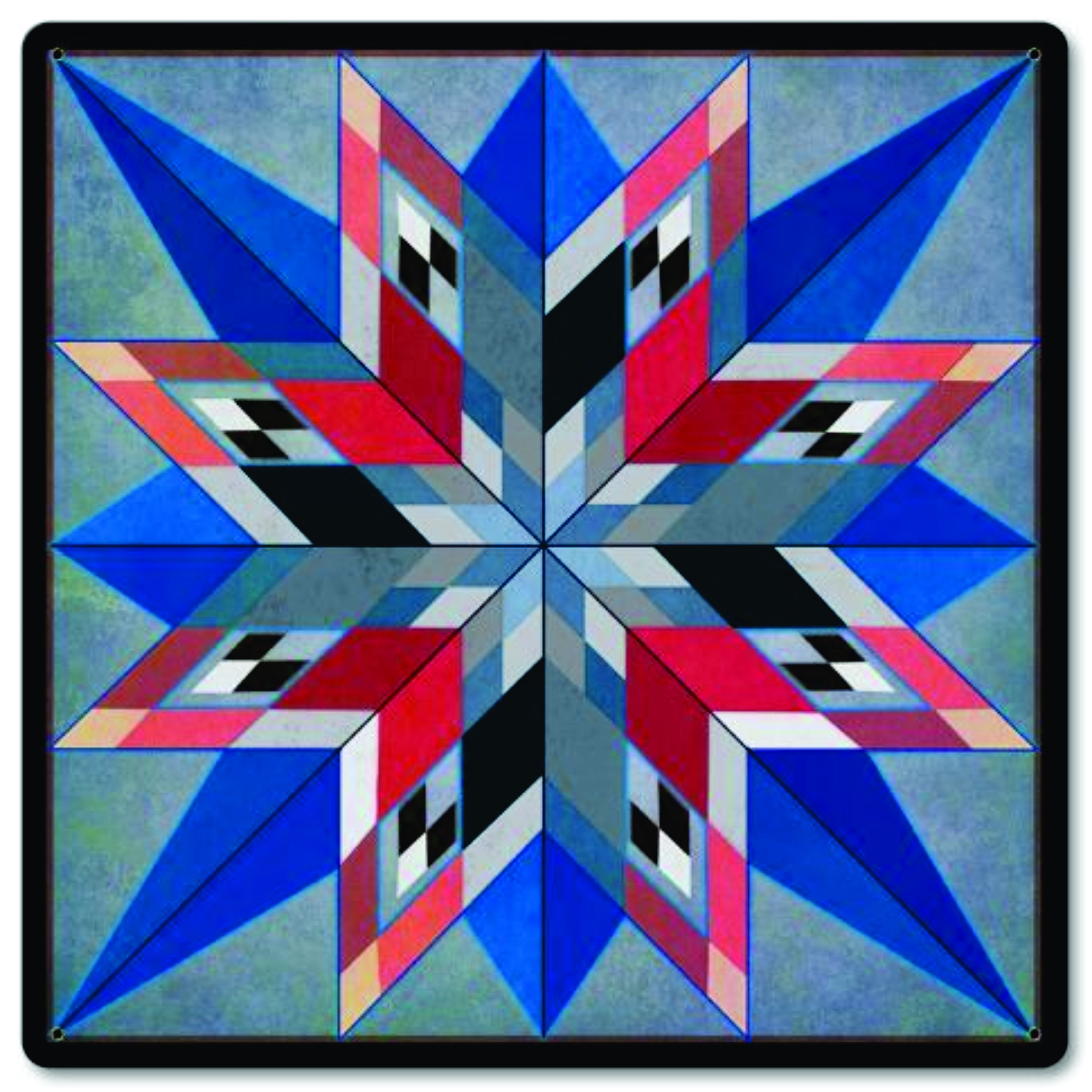 Barn Quilt 16 Point Star Blue Gray Amish Quilt Style Metal Barn Sign ...