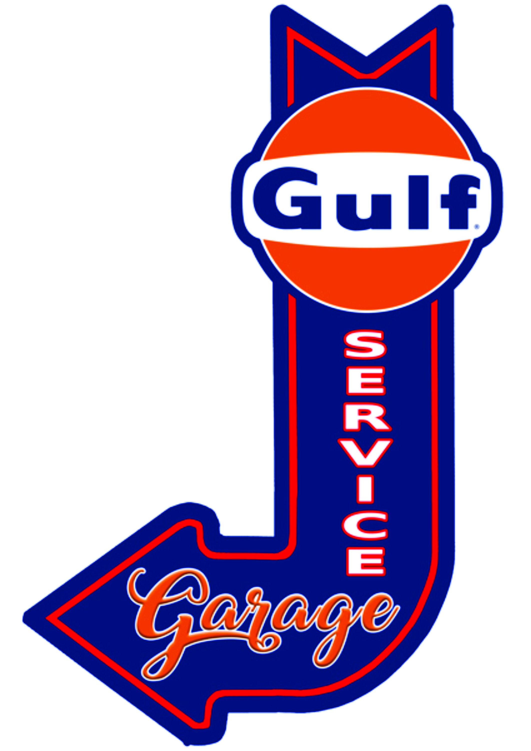 Gulf Service Garage Arrow Metal Sign Made in US Measures - Etsy