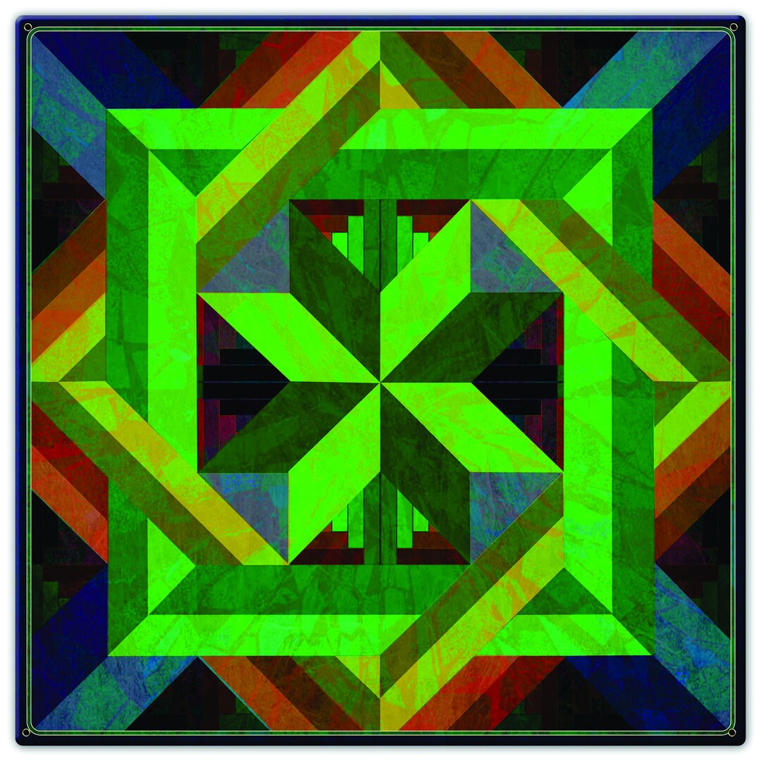 Amish Country Barn Quilt Box in Box Log Cabin Bright Colors Metal Sign ...