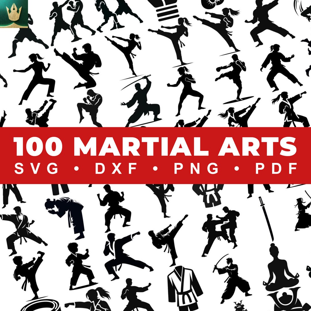 100 Self Defense and Martial Arts SVG Designs Bundle | Karate, Boxing ...