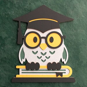 Graduation Owl 3D Layered SVG Cut File | Cute Owl SVG | 4 Layers ...