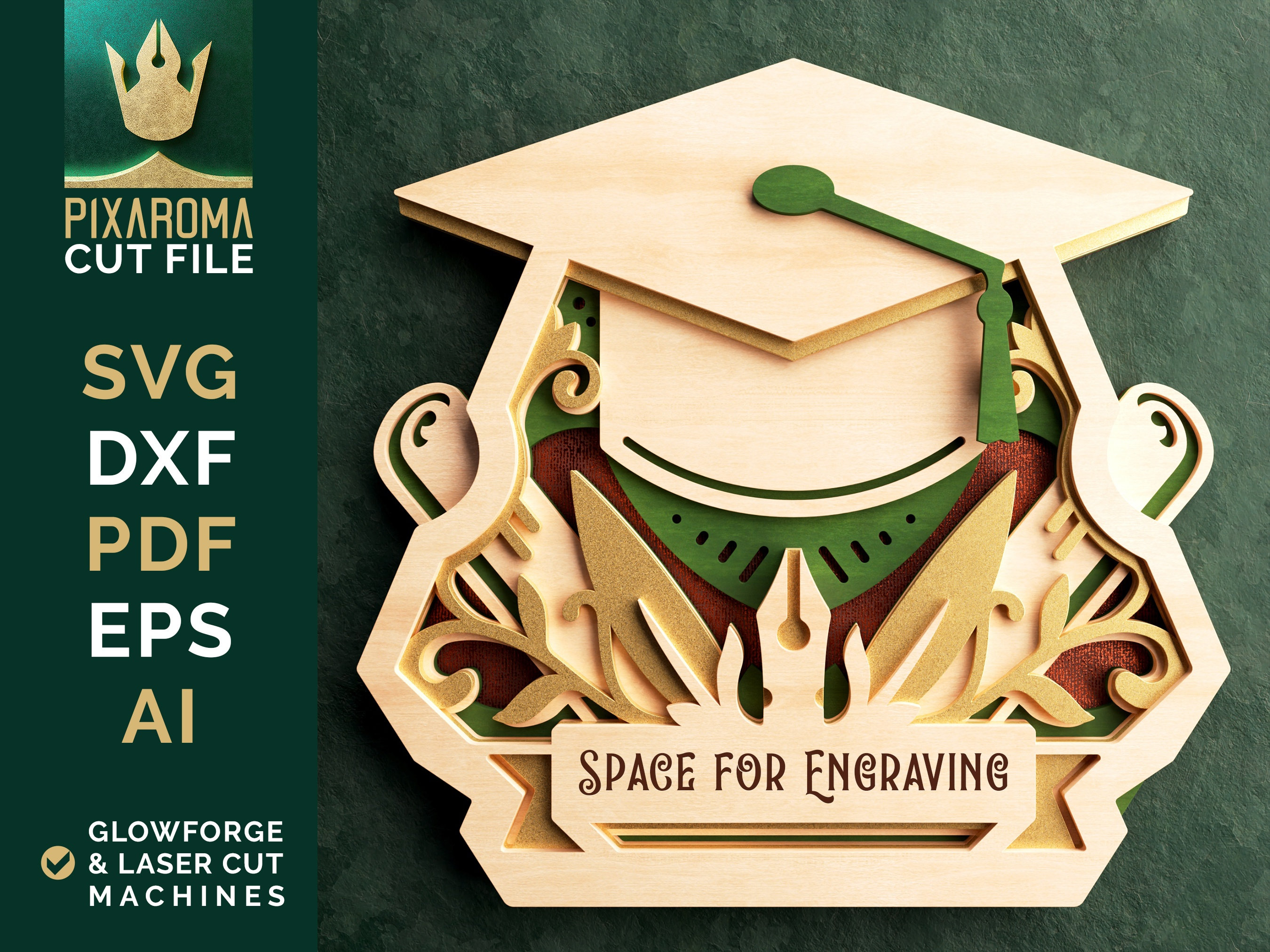 Graduation Cap Wall Art and Award 3D Layered Cut File for - Etsy