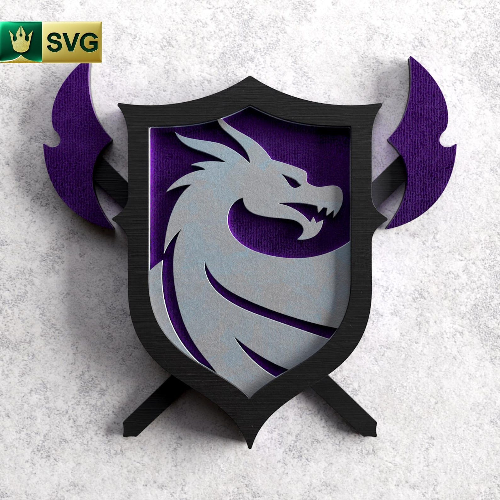 Dragon Shield 3D Layered SVG | Fantasy Shield | Medieval Digital Cut ...