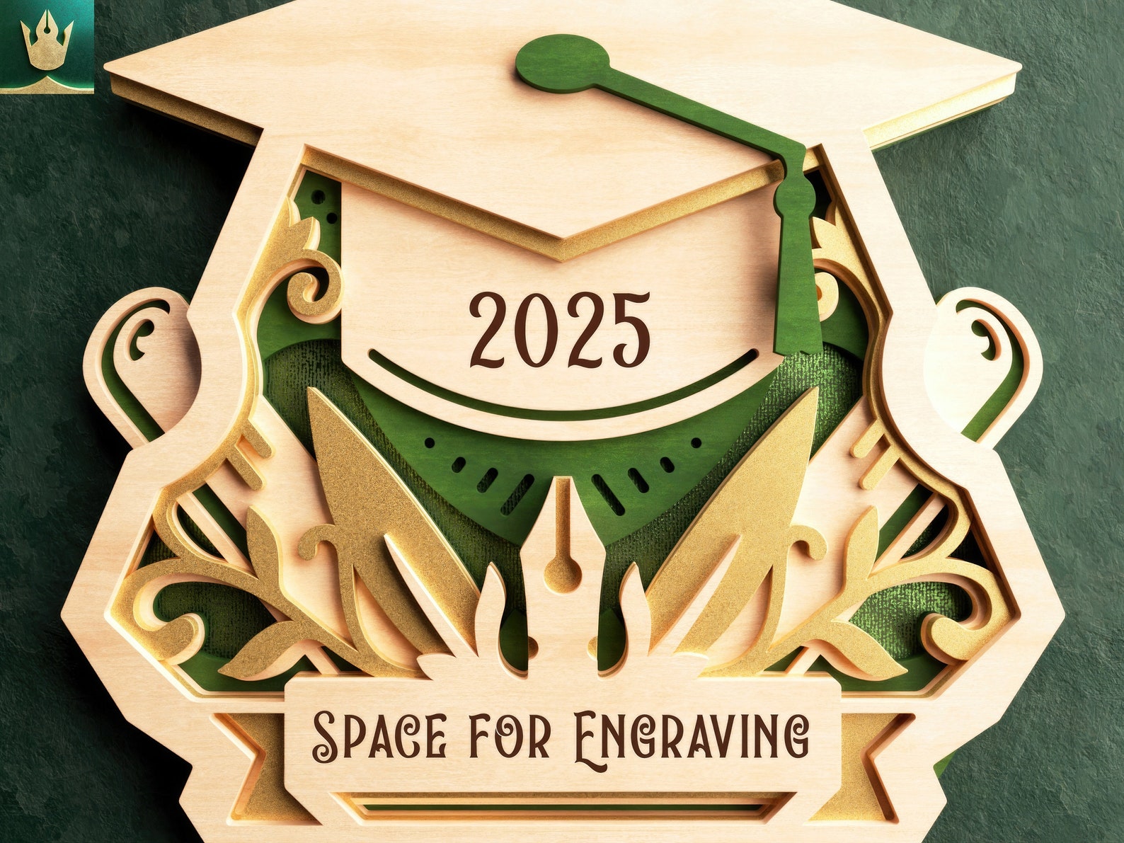 Graduation Cap Wall Art and Award, 3D Layered Cut File for Glowforge ...