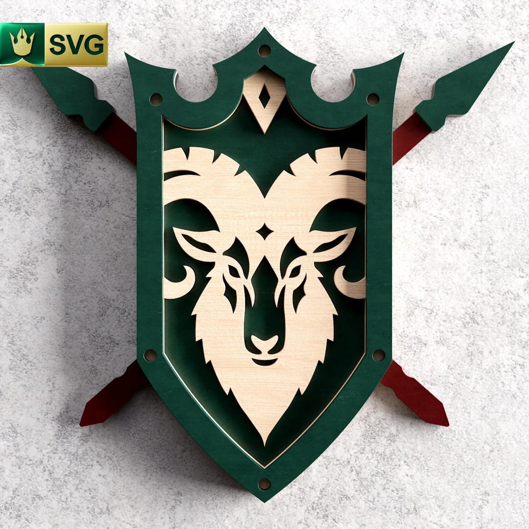 Ram Shield 3D Layered SVG | Fantasy Shield | Medieval Digital Cut File ...