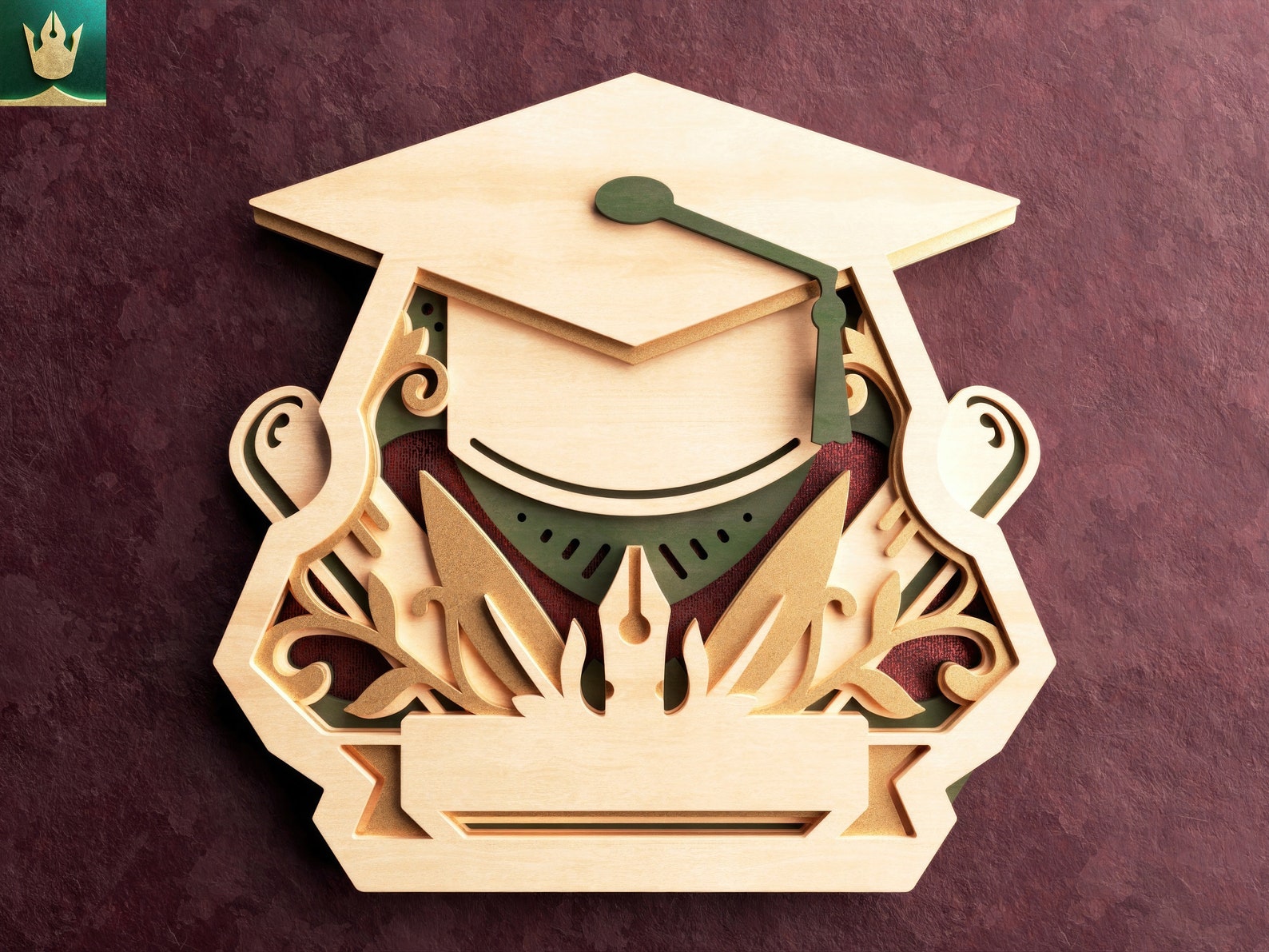 Graduation Cap Wall Art and Award, 3D Layered Cut File for Glowforge ...