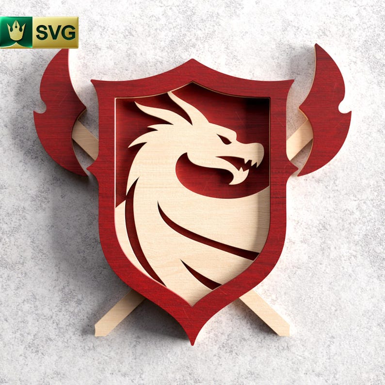 Dragon Shield 3D Layered SVG | Fantasy Shield | Medieval Digital Cut ...