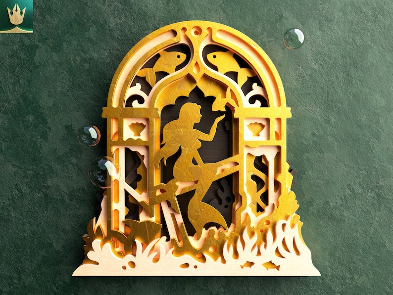 Mermaid Underwater Scene 3D Layered SVG Laser Cut File Magical Ocean ...