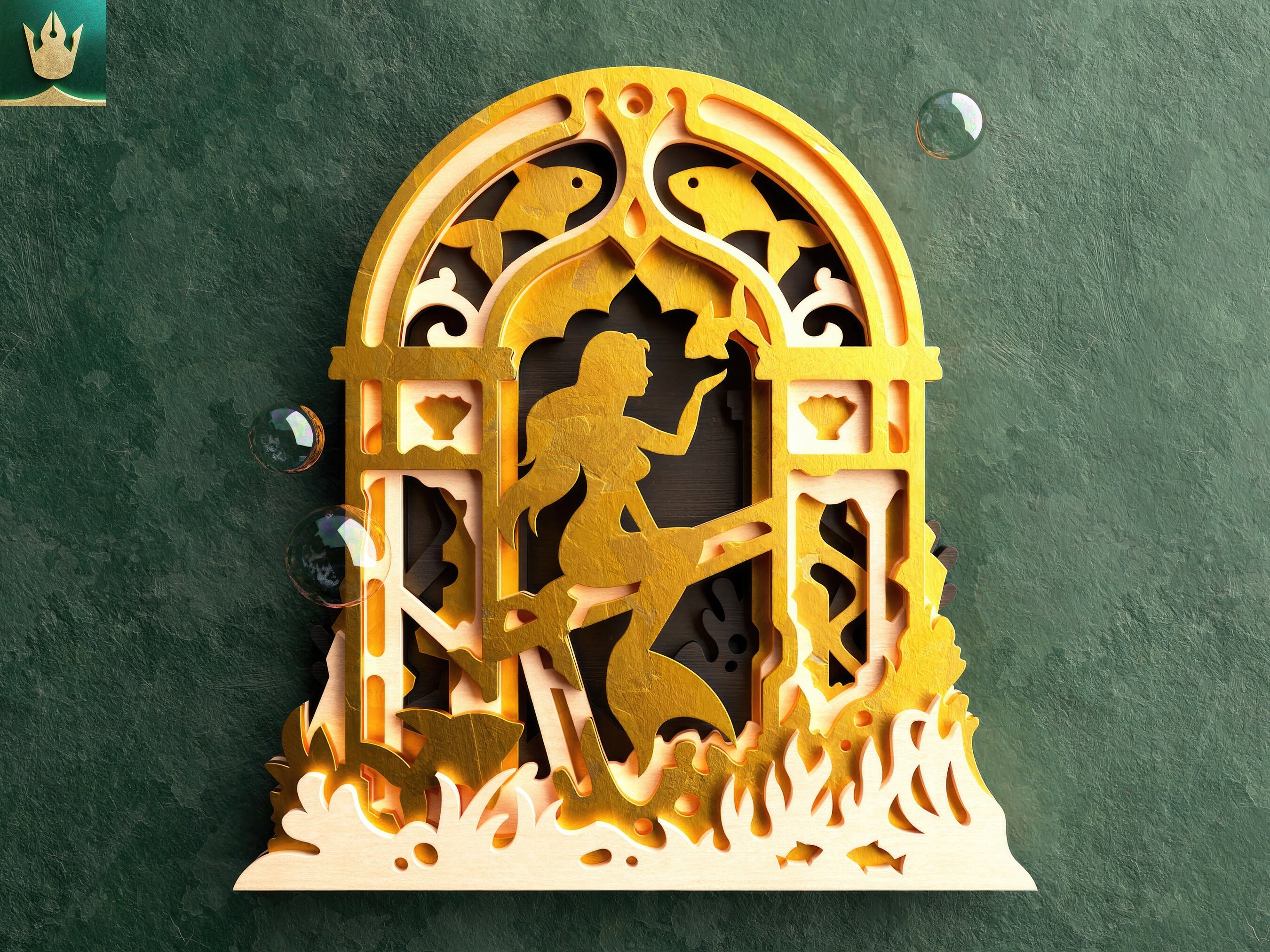 Mermaid Underwater Scene 3D Layered SVG Laser Cut File Magical Ocean ...