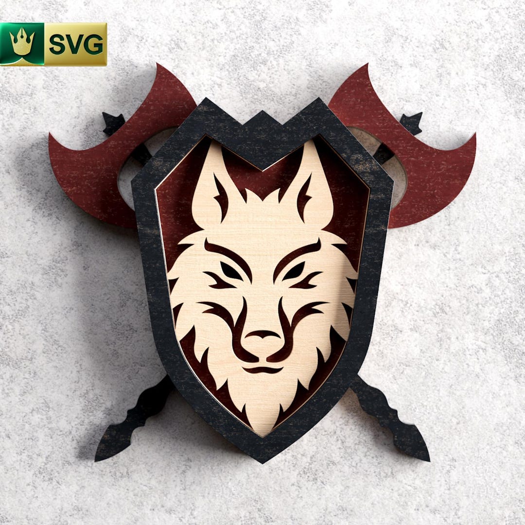 Wolf Shield 3D Layered SVG | Fantasy Shield | Medieval Digital Cut File ...