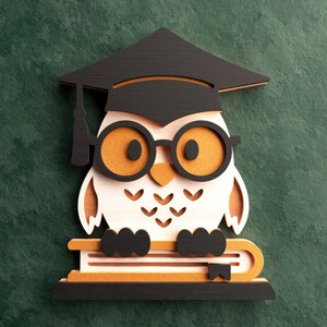 Graduation Owl 3D Layered SVG Cut File | Cute Owl SVG | 4 Layers ...