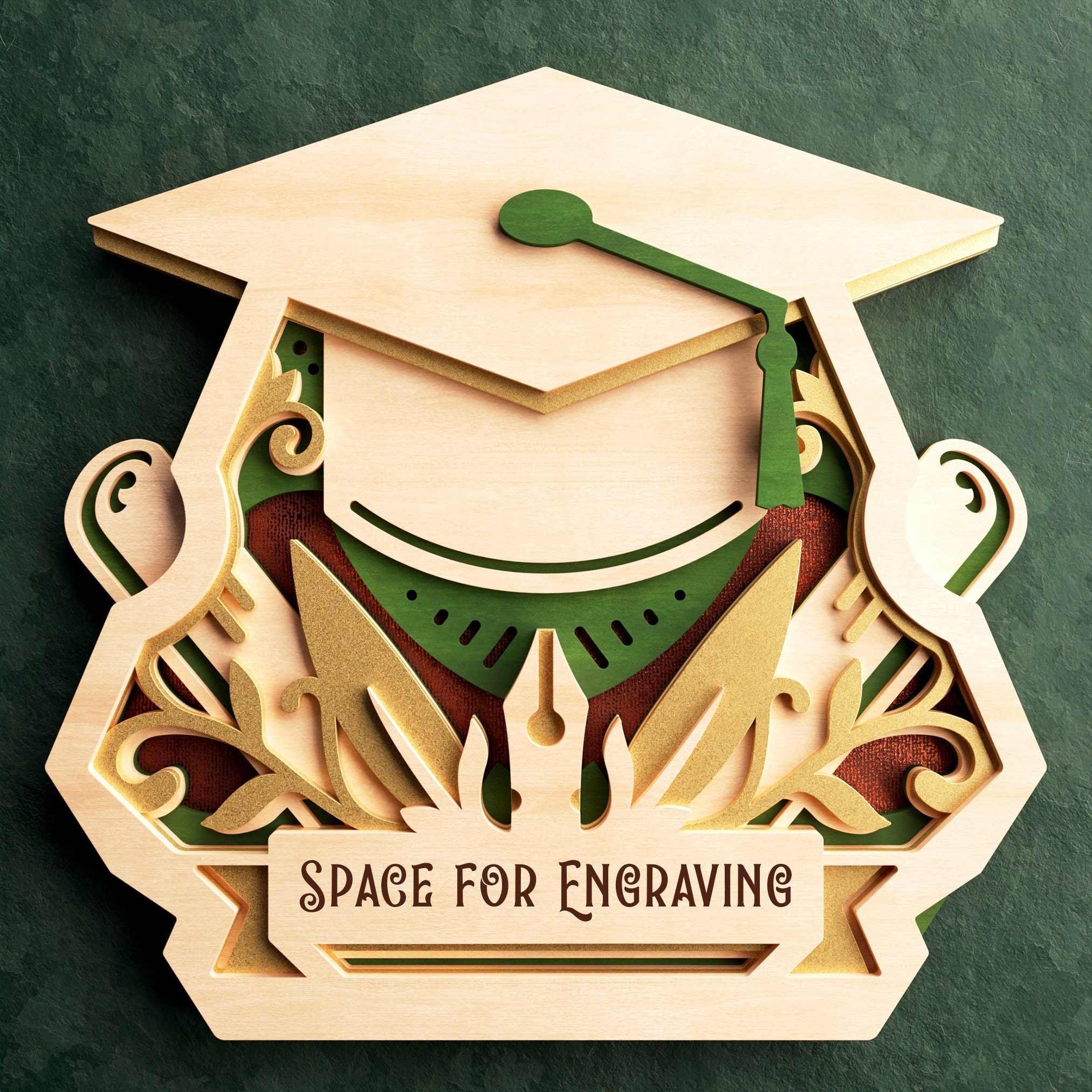 Graduation Cap Wall Art and Award, 3D Layered Cut File for Glowforge ...