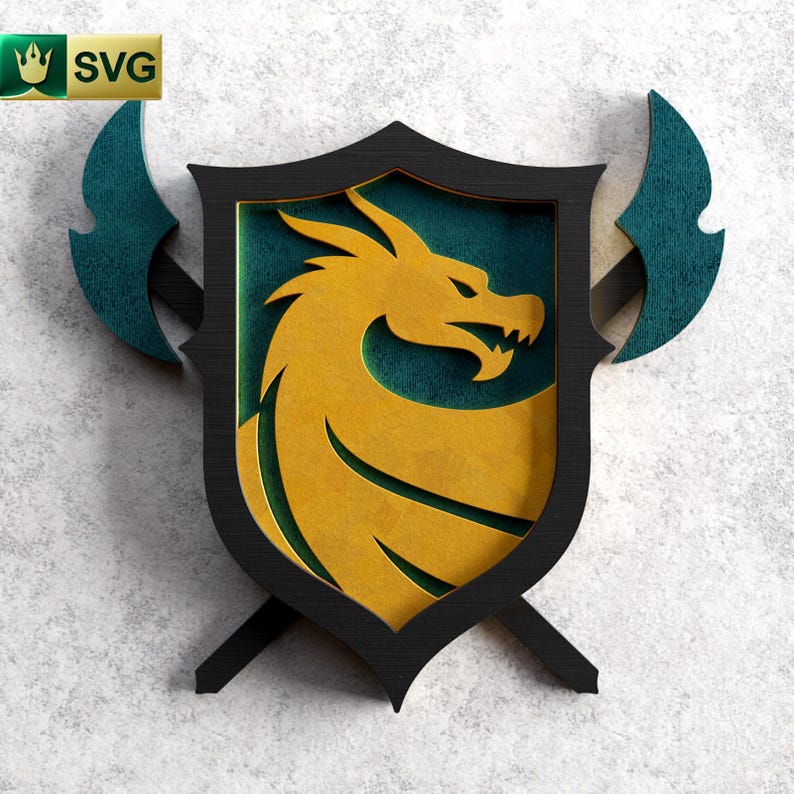 Dragon Shield 3D Layered SVG | Fantasy Shield | Medieval Digital Cut ...