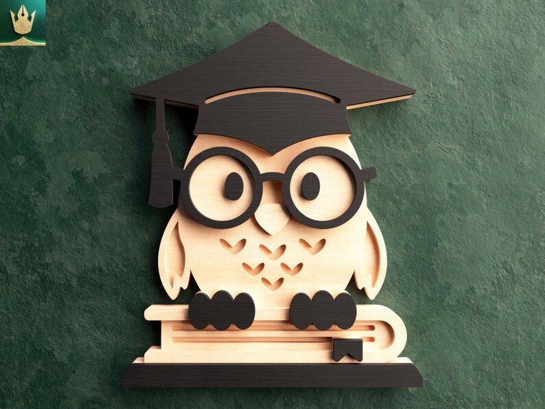 Graduation Owl 3D Layered SVG Cut File Cute Owl SVG 4 Layers Perfect ...